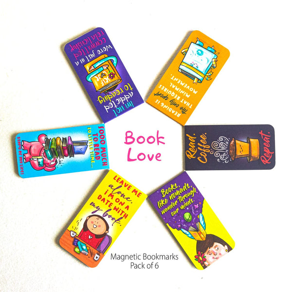 Book Love Magnetic Bookmarks Pack of 6 Individual – Cute Doodle Page M ...